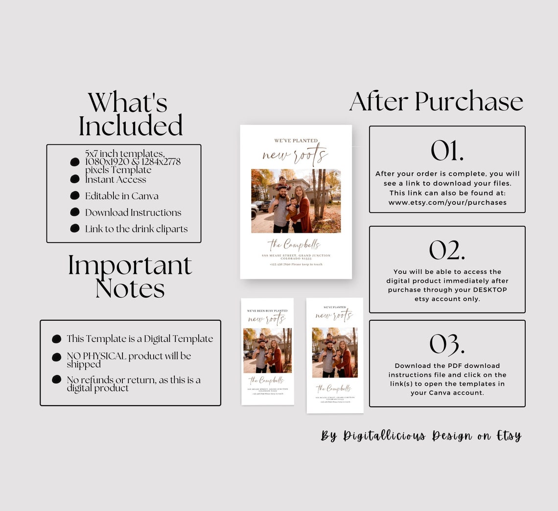 Moving Home Announcement Template, New Address, House Warming, Family ...