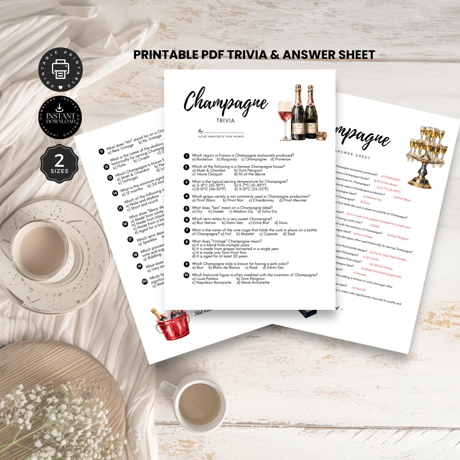Champagne Trivia Quiz & Answer, Champagne Tasting Party Night, Get ...