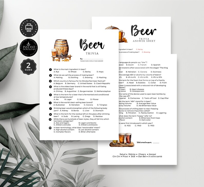 Beer Trivia Quiz & Answer, Beer Blind Tasting Night, Home Party, Get ...