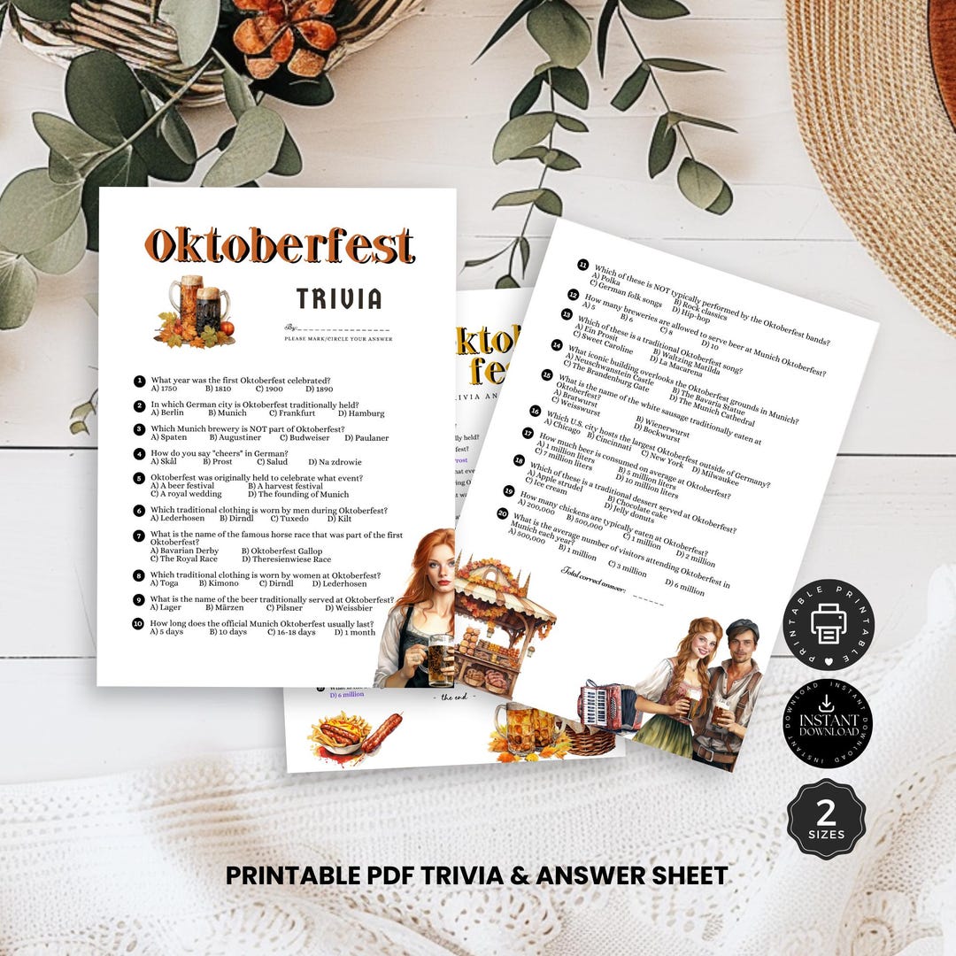 Octoberfest Trivia, Quiz, Printable Questions & Answer, Fun Beer Lovers ...