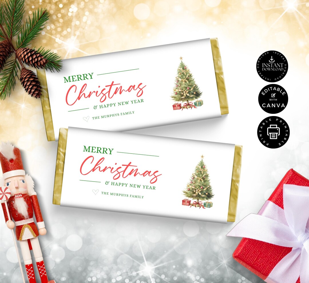 Christmas Chocolate Candy Wrapper Template, Candy Bar, Hershey & Aldi ...