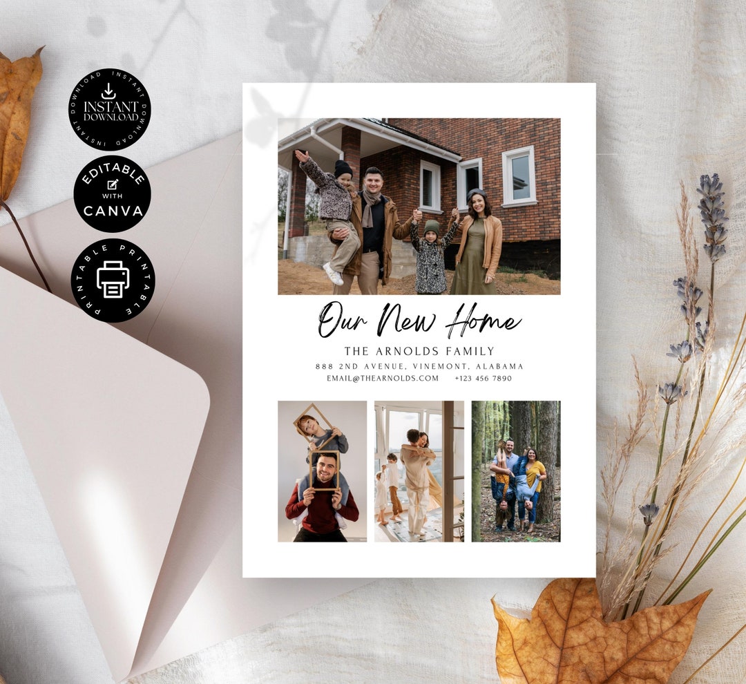 New Home Announcement, Change of Address Card, Home Sweet Home, New ...