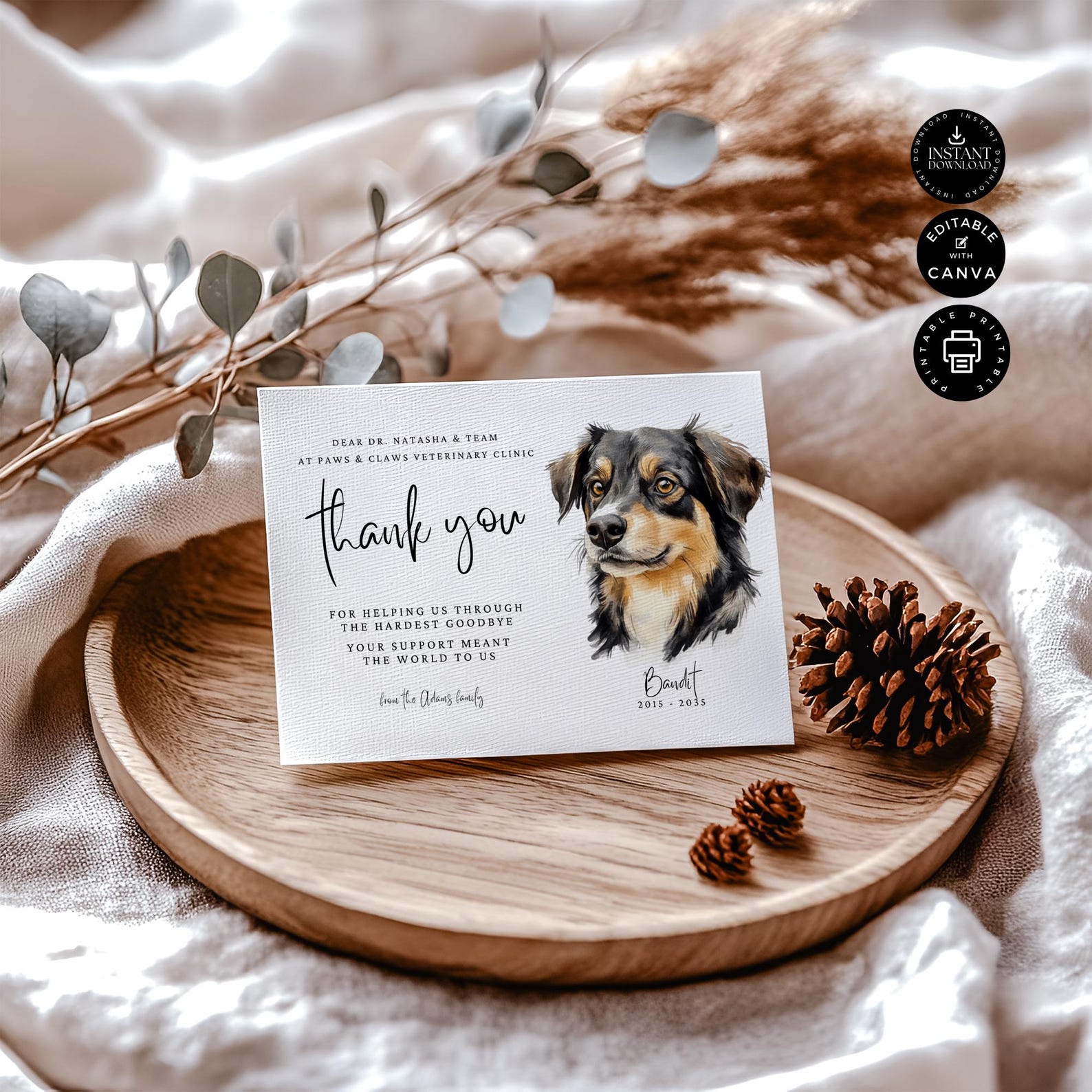 Thank You Card to Veterinarian Template, Dogs, Puppy, Gratitude, Animal ...