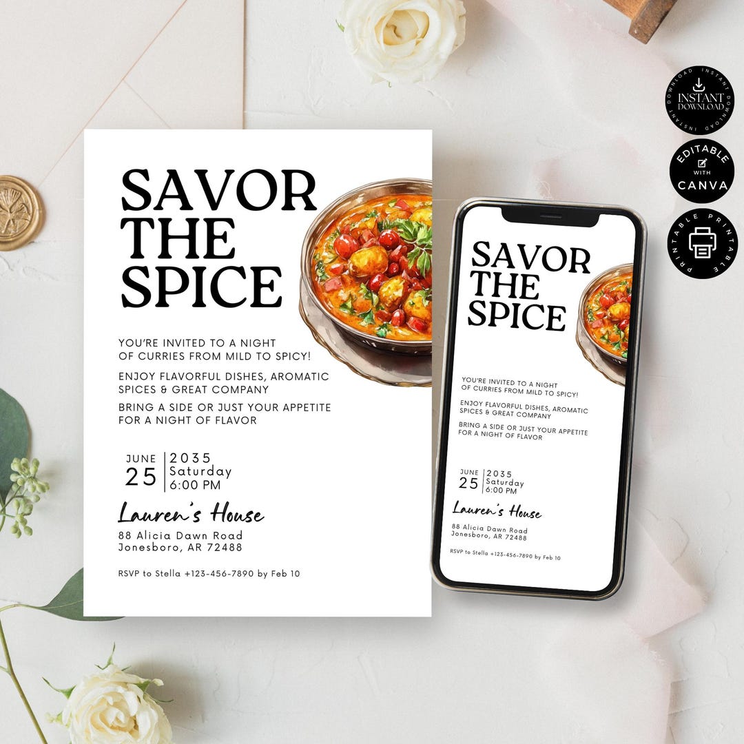 Curry Night Dinner Party Invitation Template: Savor the Spice (digital ...