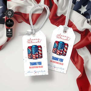 4th of July Favor Tag Template, Thank You Veteran Gift Tag, Red White ...