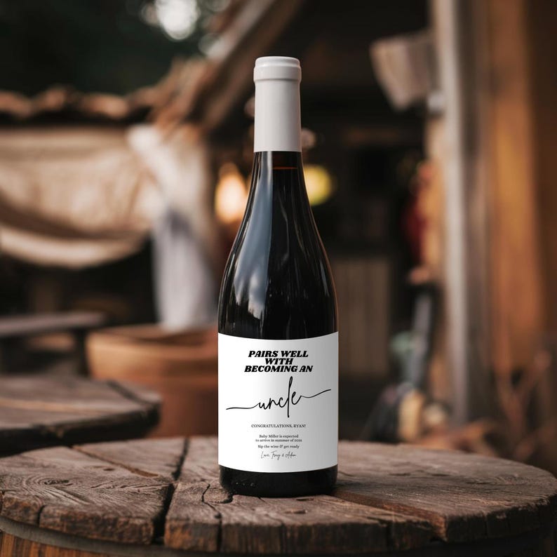 Editable Wine Champagne Bottle Label Template, Pregnancy Announcement ...