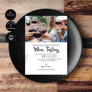 Wine Tasting Invitation Template, Wine Party, Blind Wine Tasting Invite ...
