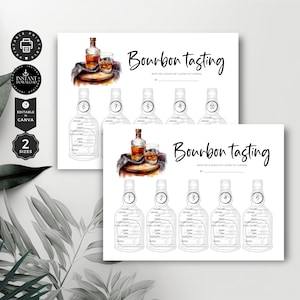 Whiskey Bourbon Tasting Score Sheets Card Template, Bourbon Night ...