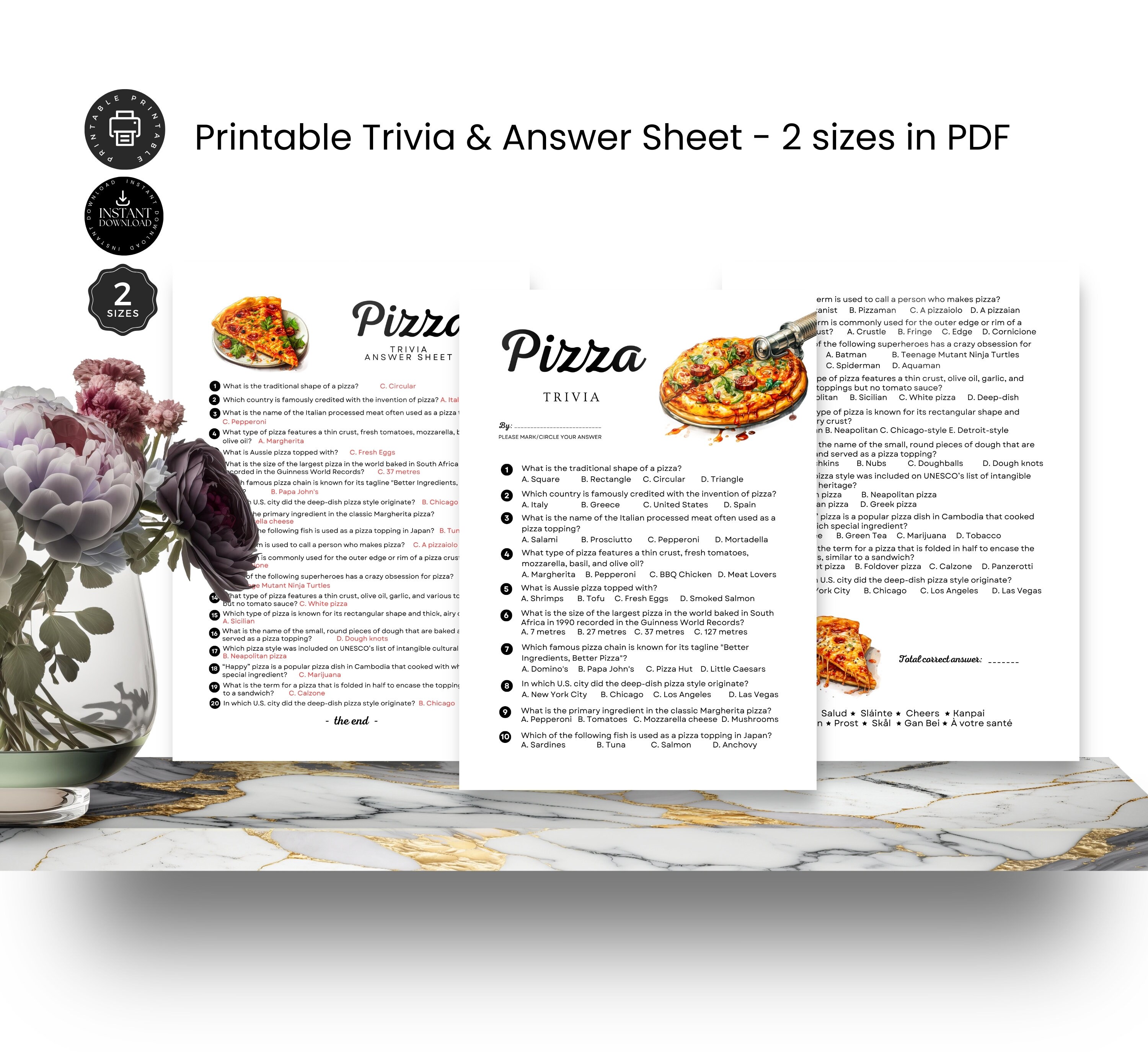 Pizza Trivia Quiz & Answer, Pizza Night, Home Party, Get Together, Fun ...