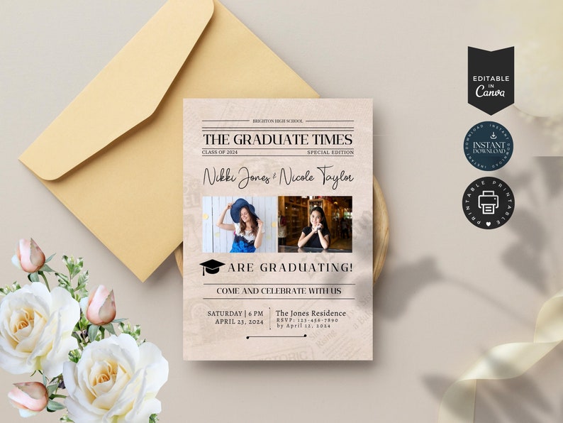 Graduate Printable Newspaper Graduation Announcement - Etsy