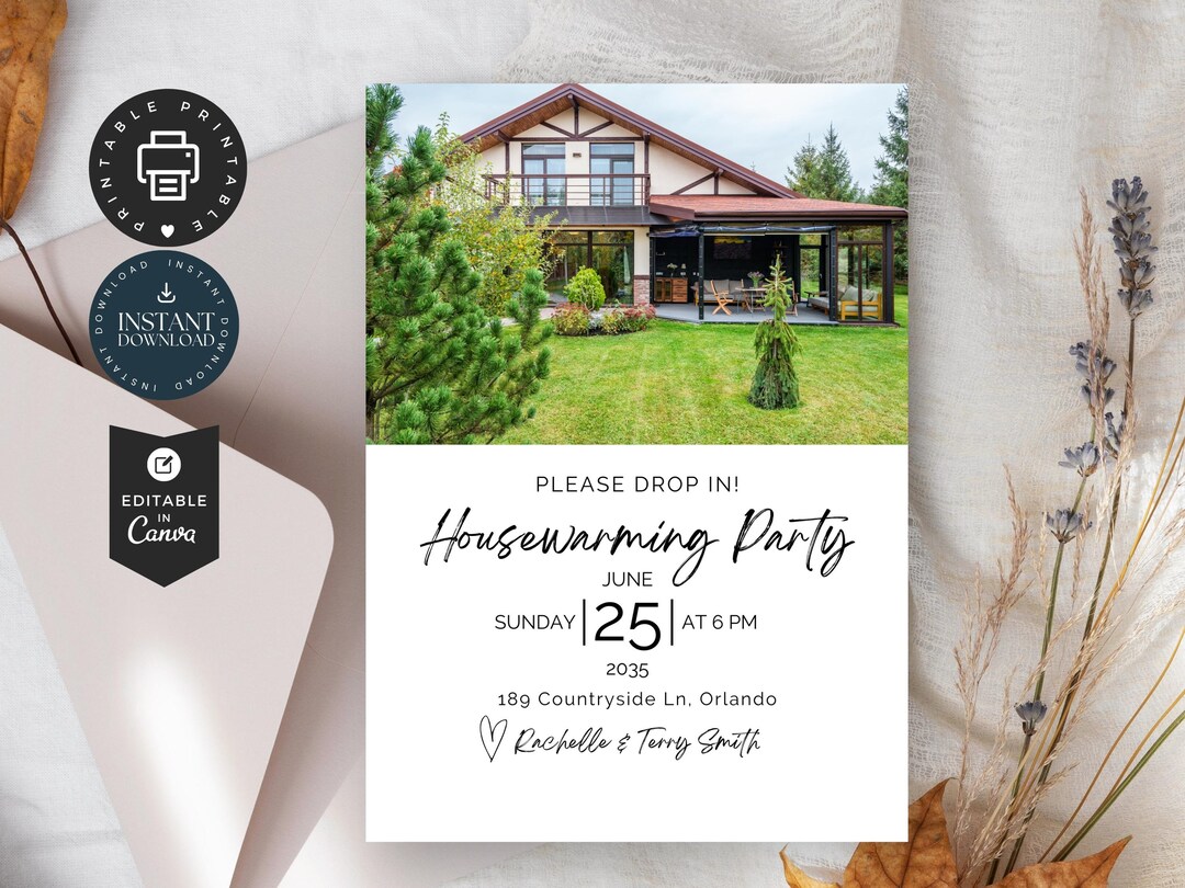 Housewarming Invite, New House Party, Please Drop in Family Home ...