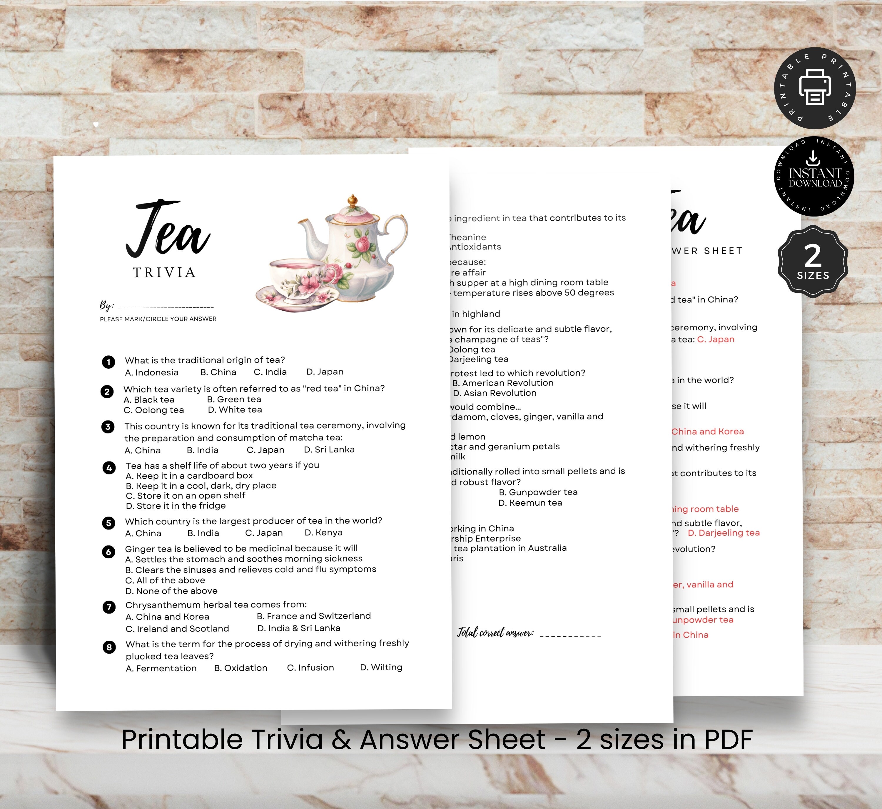 Tea Trivia Quiz & Answer, Tea Party Night, Home Party, Get Together ...