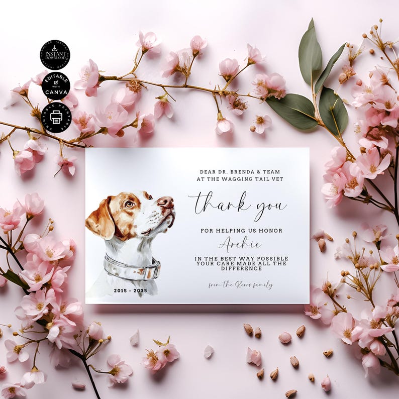 Thank You Card to Veterinarian Template, Dogs, Puppy, Gratitude, Animal ...