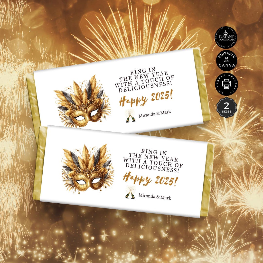New Year's Chocolate Candy Wrapper Template, Candy Bar, Hershey & Aldi ...