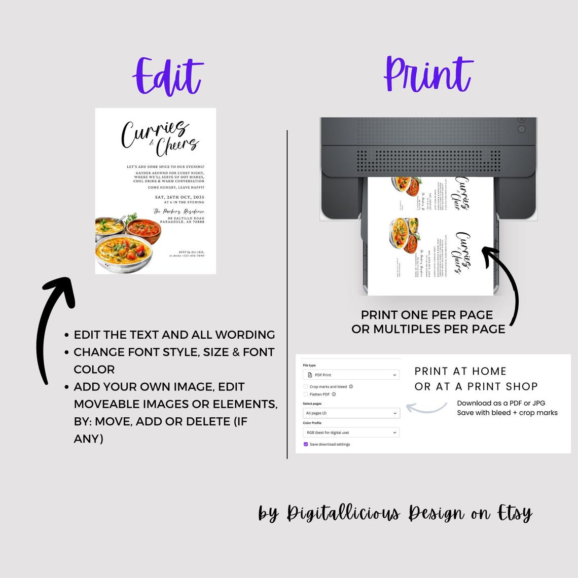 Curry Night Dinner Party Invitation Template, Curry and Cheers ...