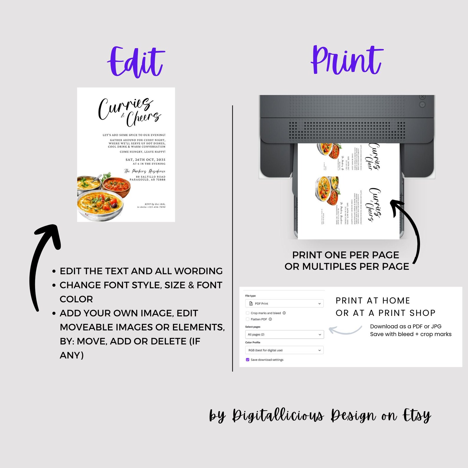 Curry Night Dinner Party Invitation Template, Curry and Cheers ...
