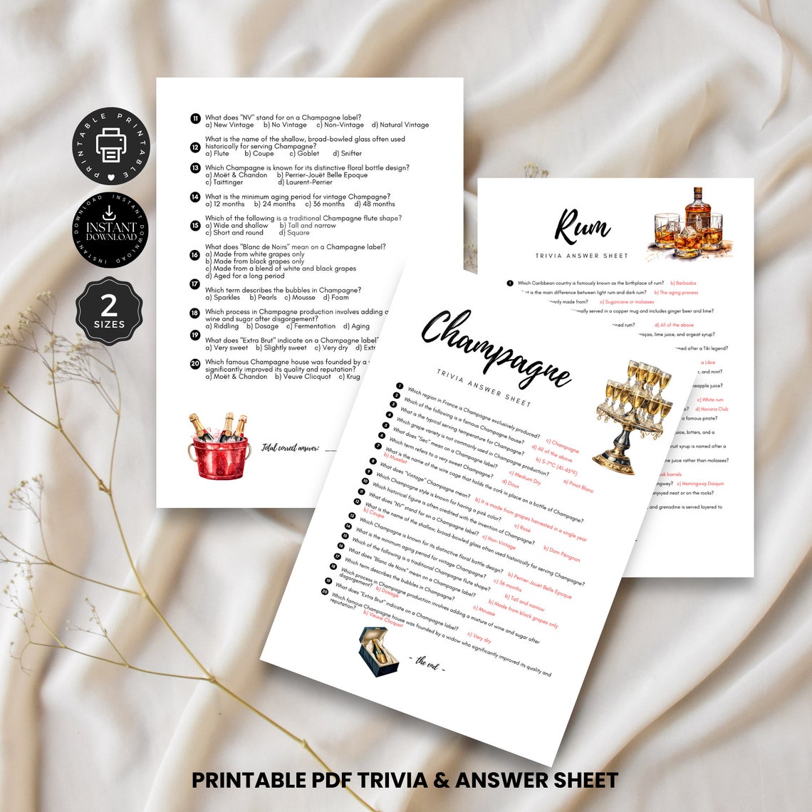 Champagne Trivia Quiz & Answer, Champagne Tasting Party Night, Get ...