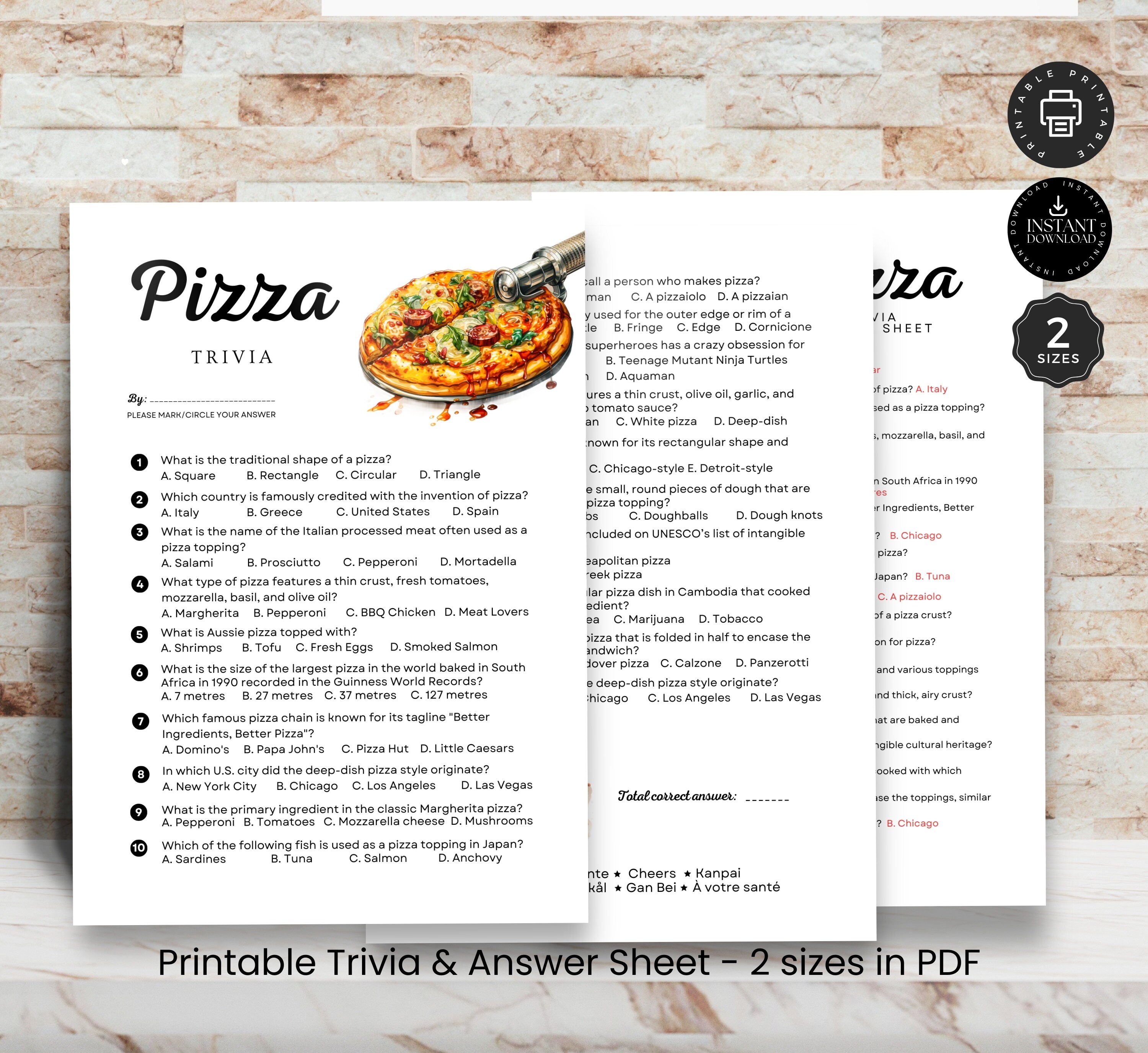 Pizza Trivia Quiz & Answer, Pizza Night, Home Party, Get Together, Fun ...