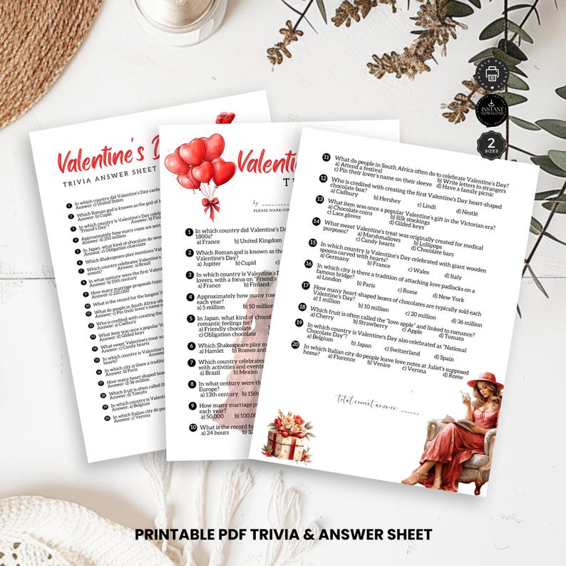 Valentine's Day Trivia Quiz & Answer, Couple's Dinner Date Party Game ...