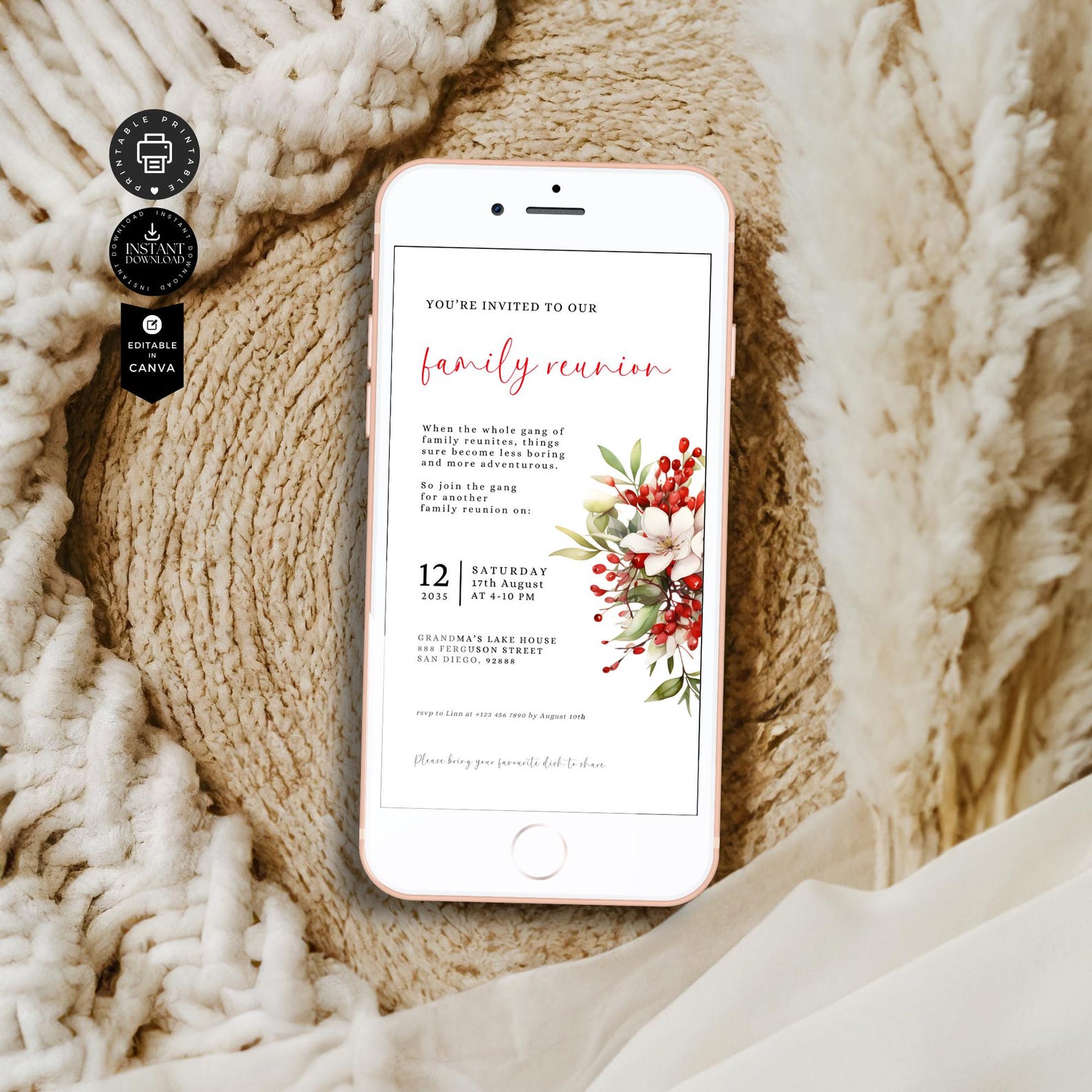 Family Reunion Invitation Template, Gathering Party, Celebrate ...