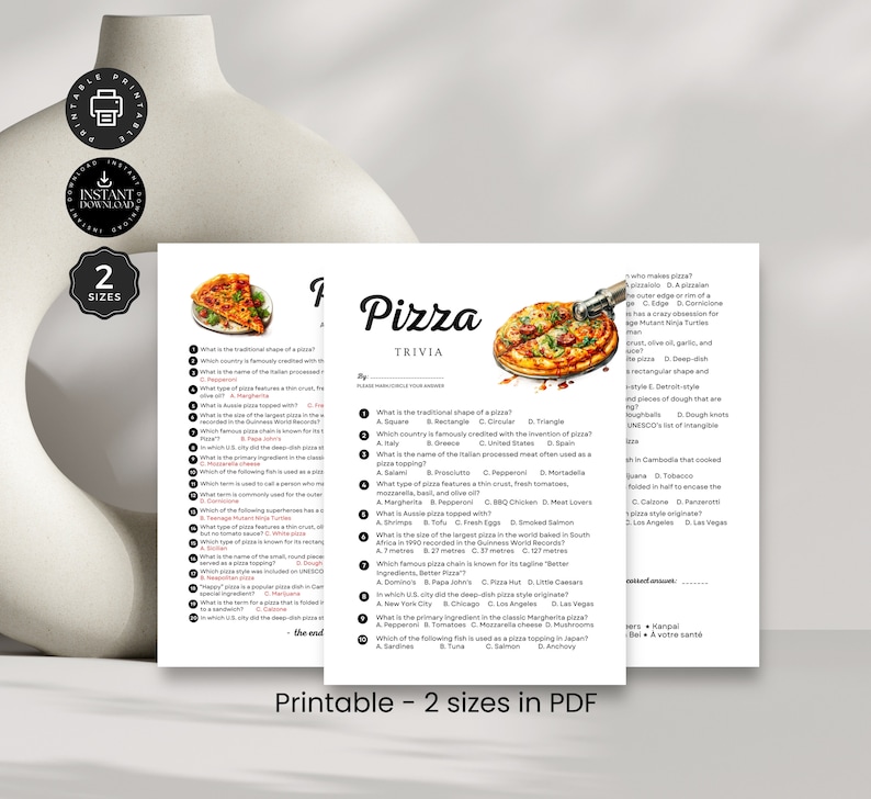Pizza Trivia Quiz & Answer, Pizza Night, Home Party, Get Together, Fun ...