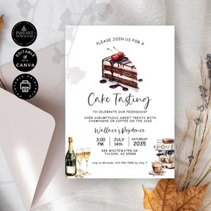 Cake Tasting Invitation Template, Home Cake Party, Sweet Cake Tasting ...