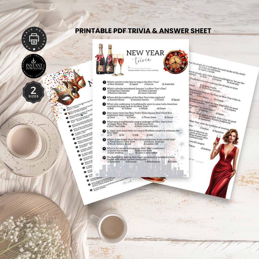New Year Trivia Quiz & Answer, Fun Party Game, New Year's Eve Party ...