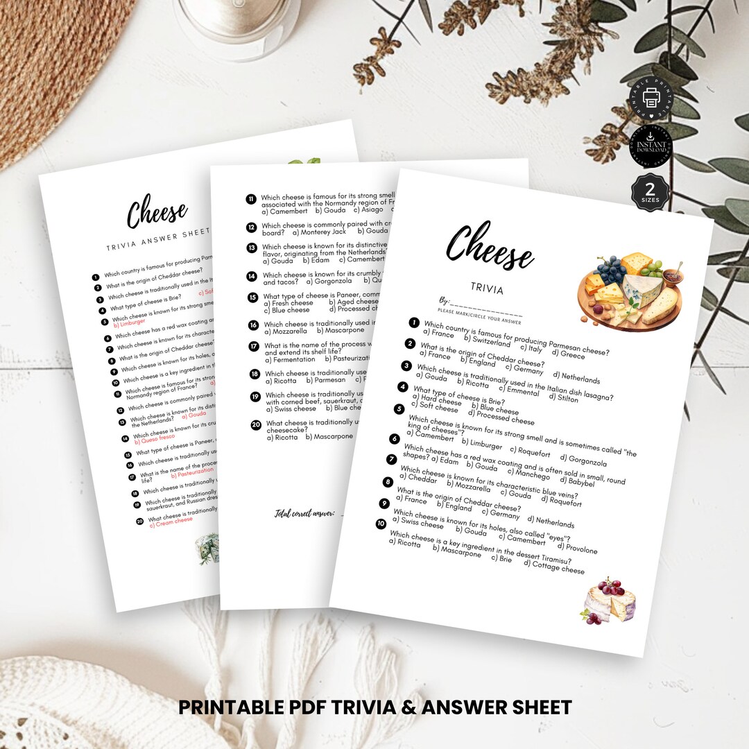 Cheese Trivia Quiz & Answer, Party Night, Home Party, Get Together, Fun ...
