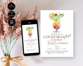 Editable Colourful Cocktail Hour Invitation for Cocktail - Etsy Canada