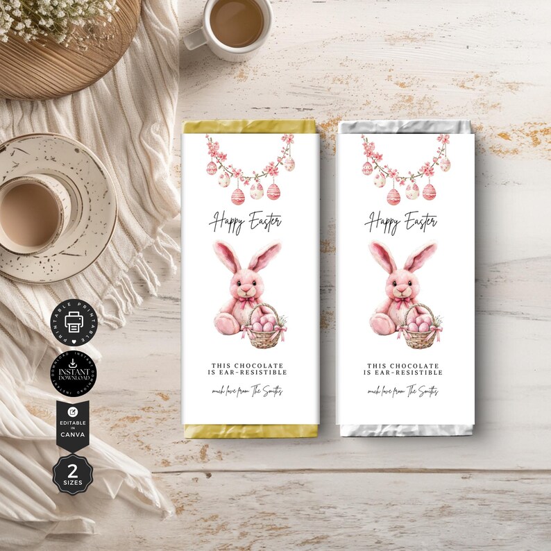 Easter Chocolate Wrapper Template, Candy Bars, Customize Printable Choc ...