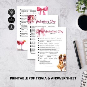 Galentine's Day Trivia Quiz & Answer, Girls Night Out, Bows Cocktails ...
