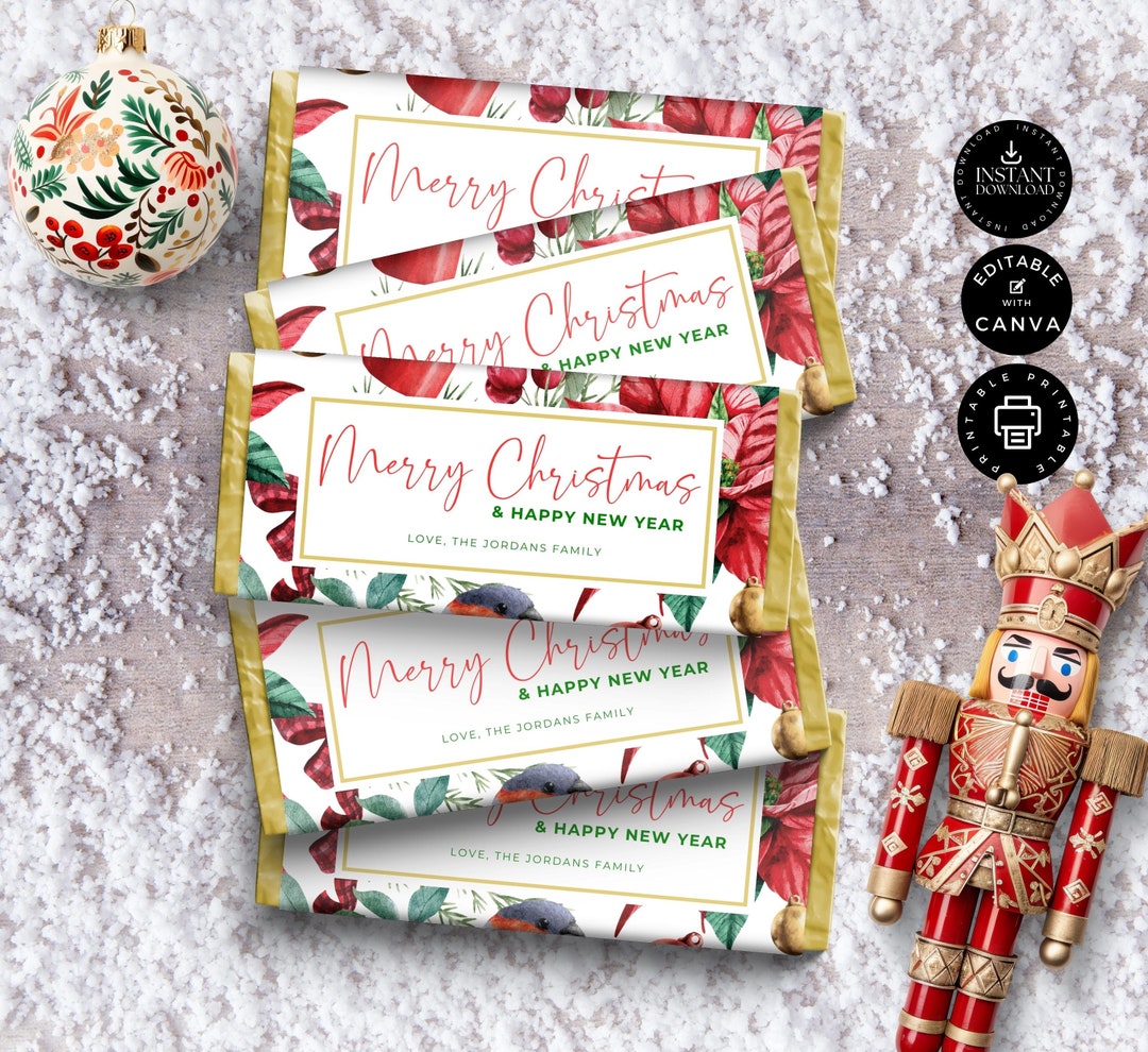 Christmas Chocolate Candy Wrapper Template, Candy Bar, Hershey & Aldi ...