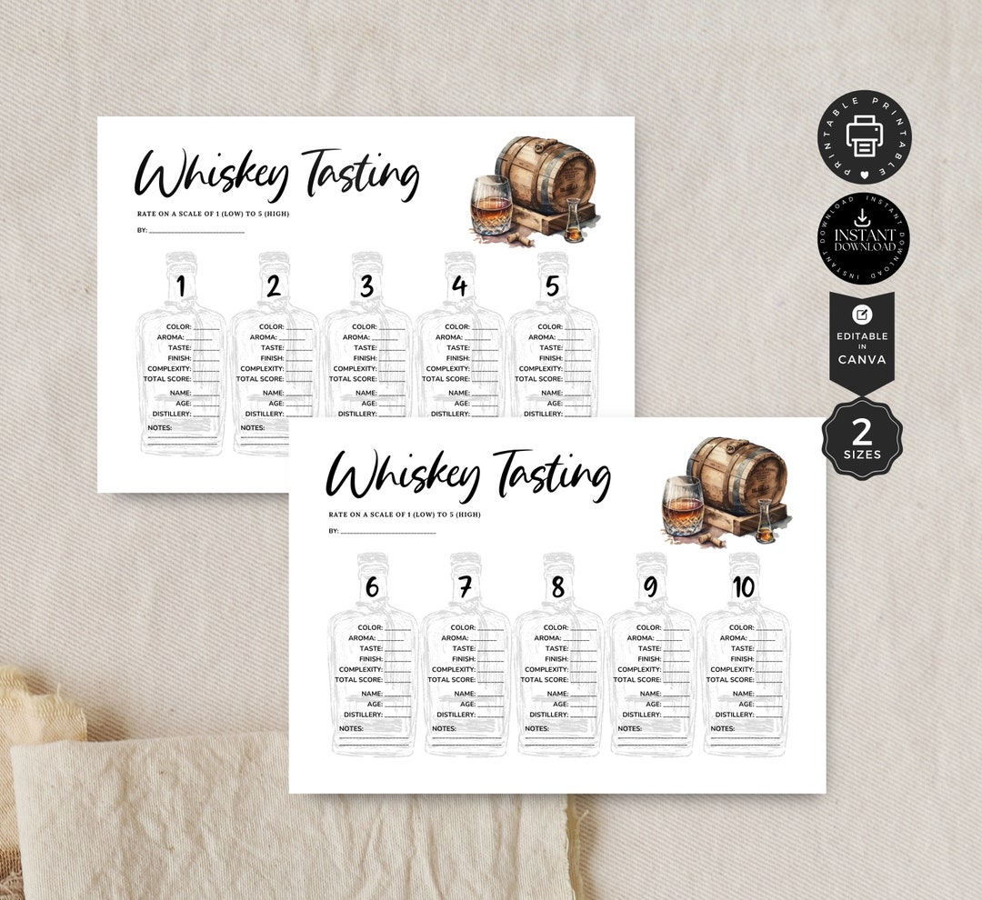 Whiskey Tasting Score Sheets Card Template, Whiskey Tasting Night ... Whiskey Tasting Score Sheets Card Template, Whiskey Tasting Night ...