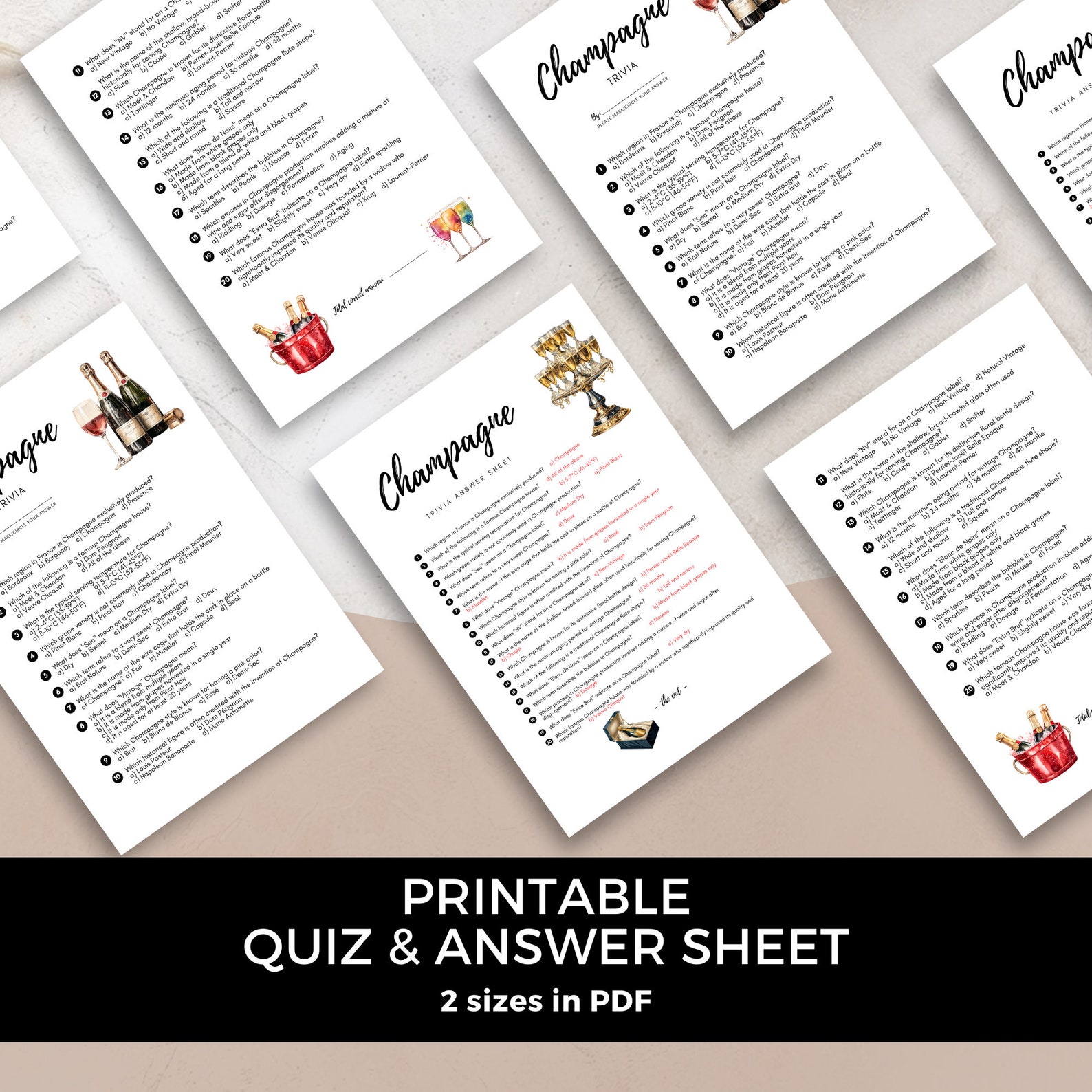 Champagne Trivia Quiz & Answer, Champagne Tasting Party Night, Get ...