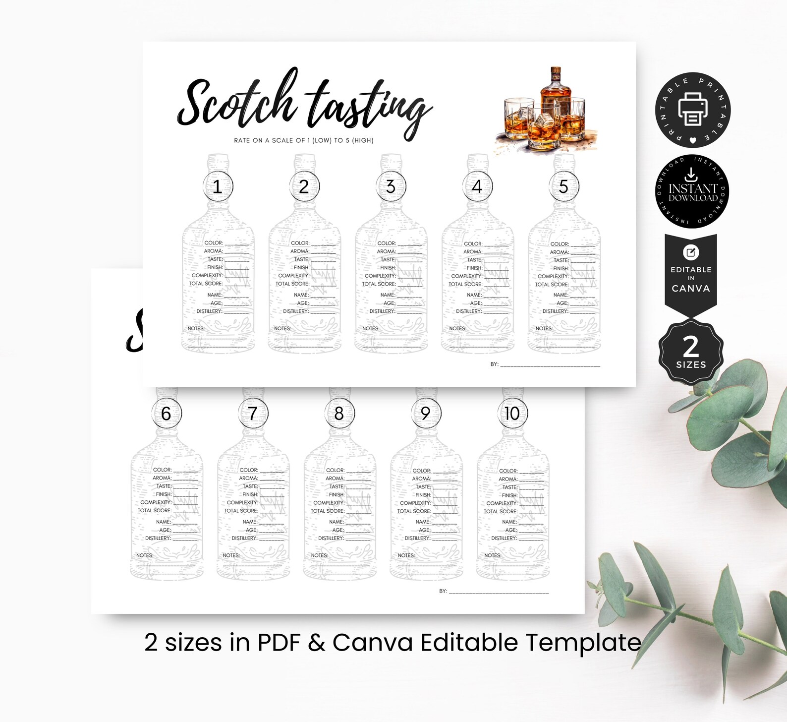 Whisky Scotch Tasting Score Sheets Card Template, Scotch Night ...