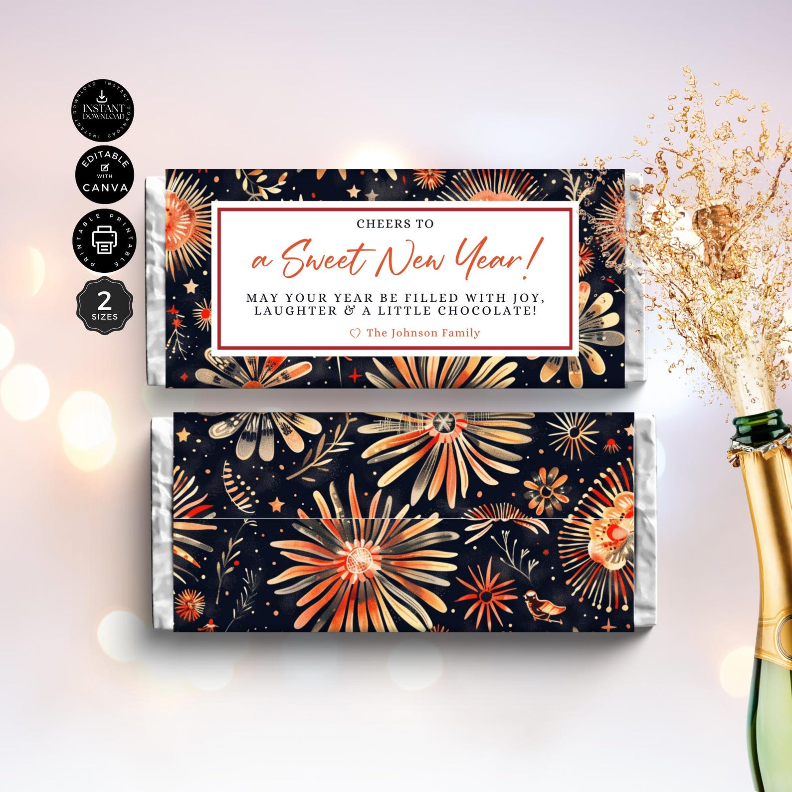 New Year's Chocolate Candy Wrapper Template, Candy Bar, Hershey & Aldi ...