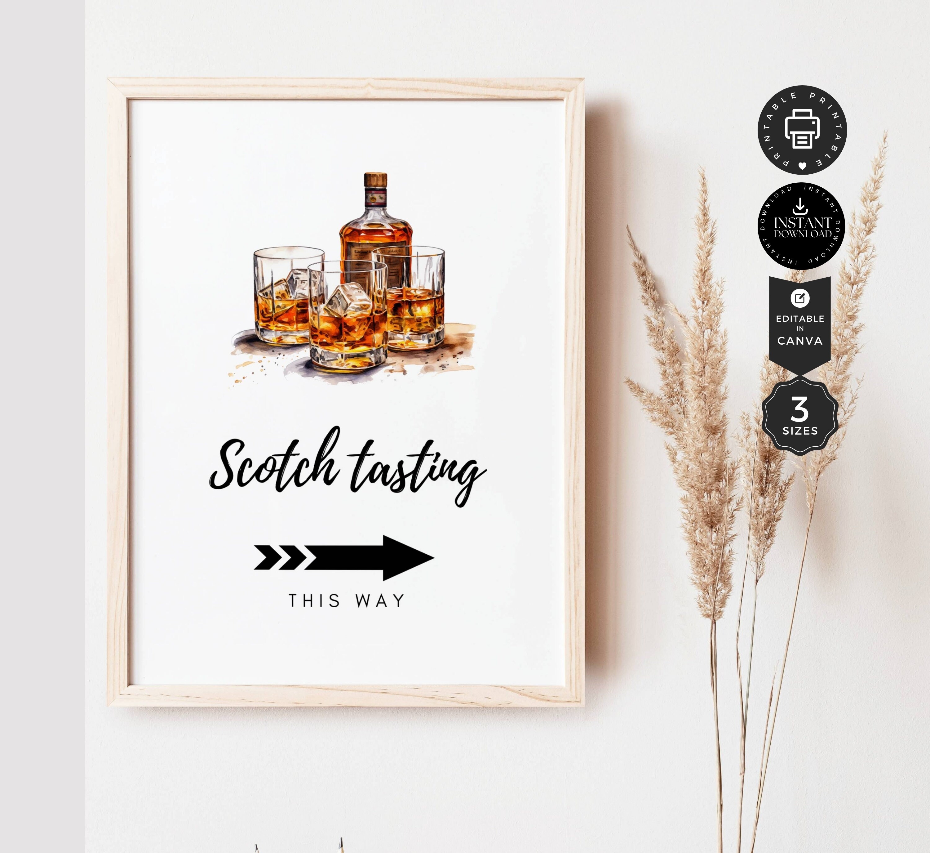 Whisky Scotch Tasting Sign Printable Template, This Way Sign Decor ...