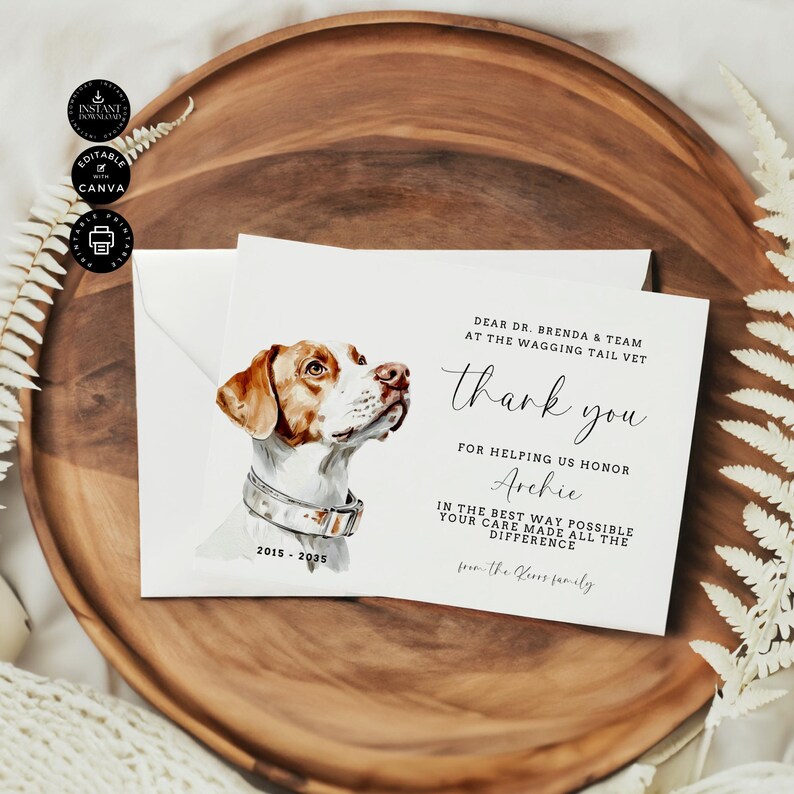 Thank You Card to Veterinarian Template, Dogs, Puppy, Gratitude, Animal ...
