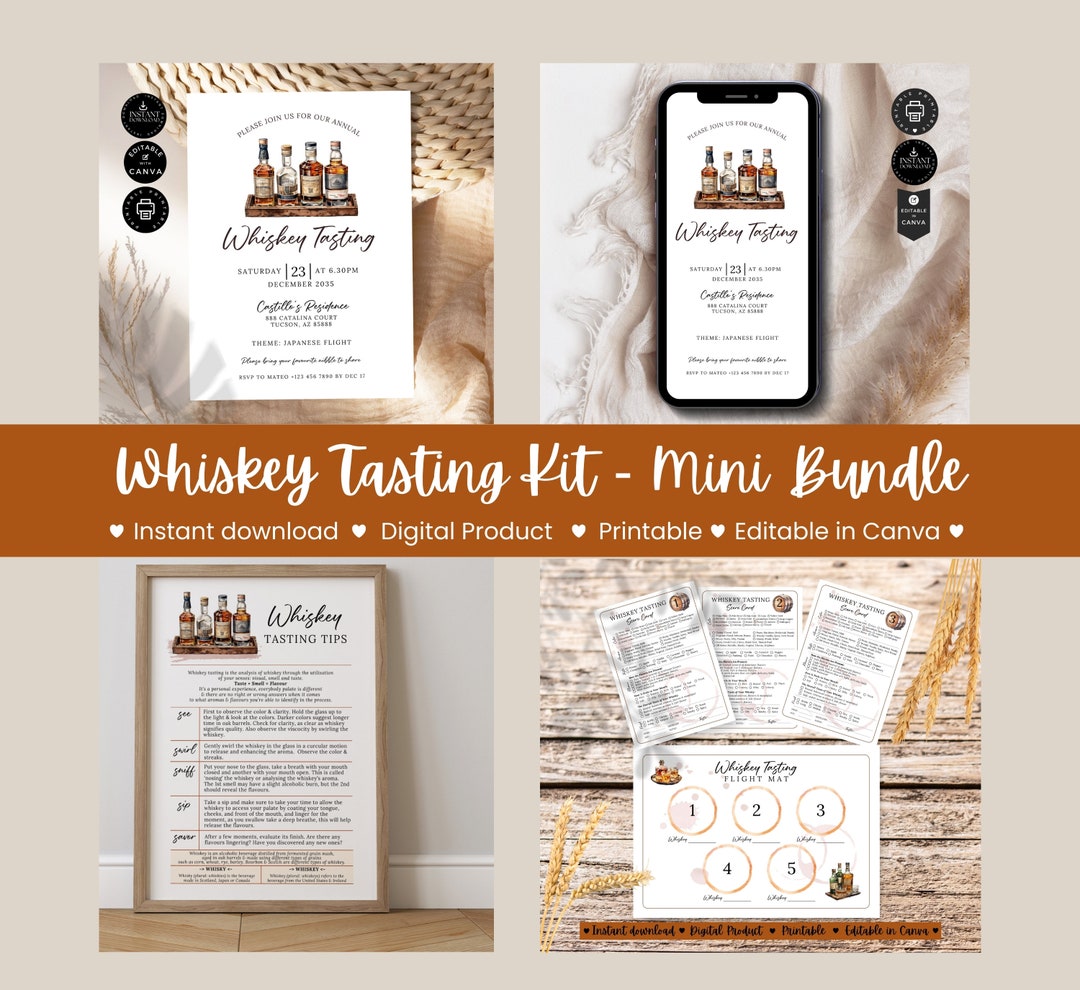 Whiskey Tasting Kit Template, Mini Bundle, Whisky Scotch Night, Home ...
