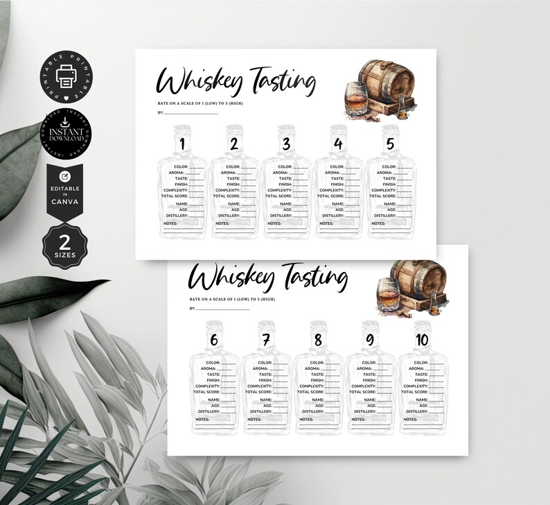 Whiskey Tasting Score Sheets Card Template, Whiskey Tasting Night ...