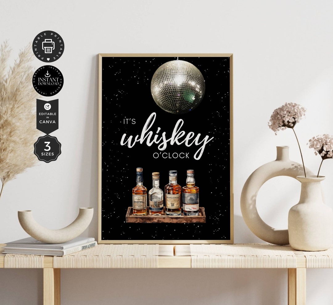 Whiskey Tasting Sign Printable Template, It's Whiskey O'clock, Welcome to Whisky Tasting Party ...