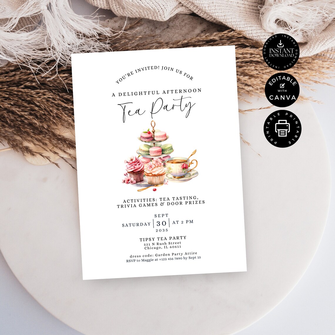Tea Party Invitation Template, High Tea Tasting Party, Afternoon Tea ...