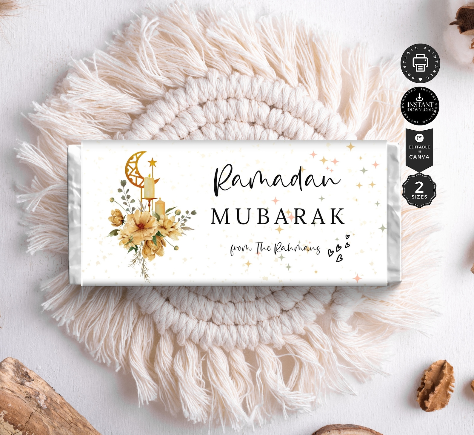 Ramadan Iftar Chocolate Candy Wrapper Template, Eid Candy Bar, Hershey ...