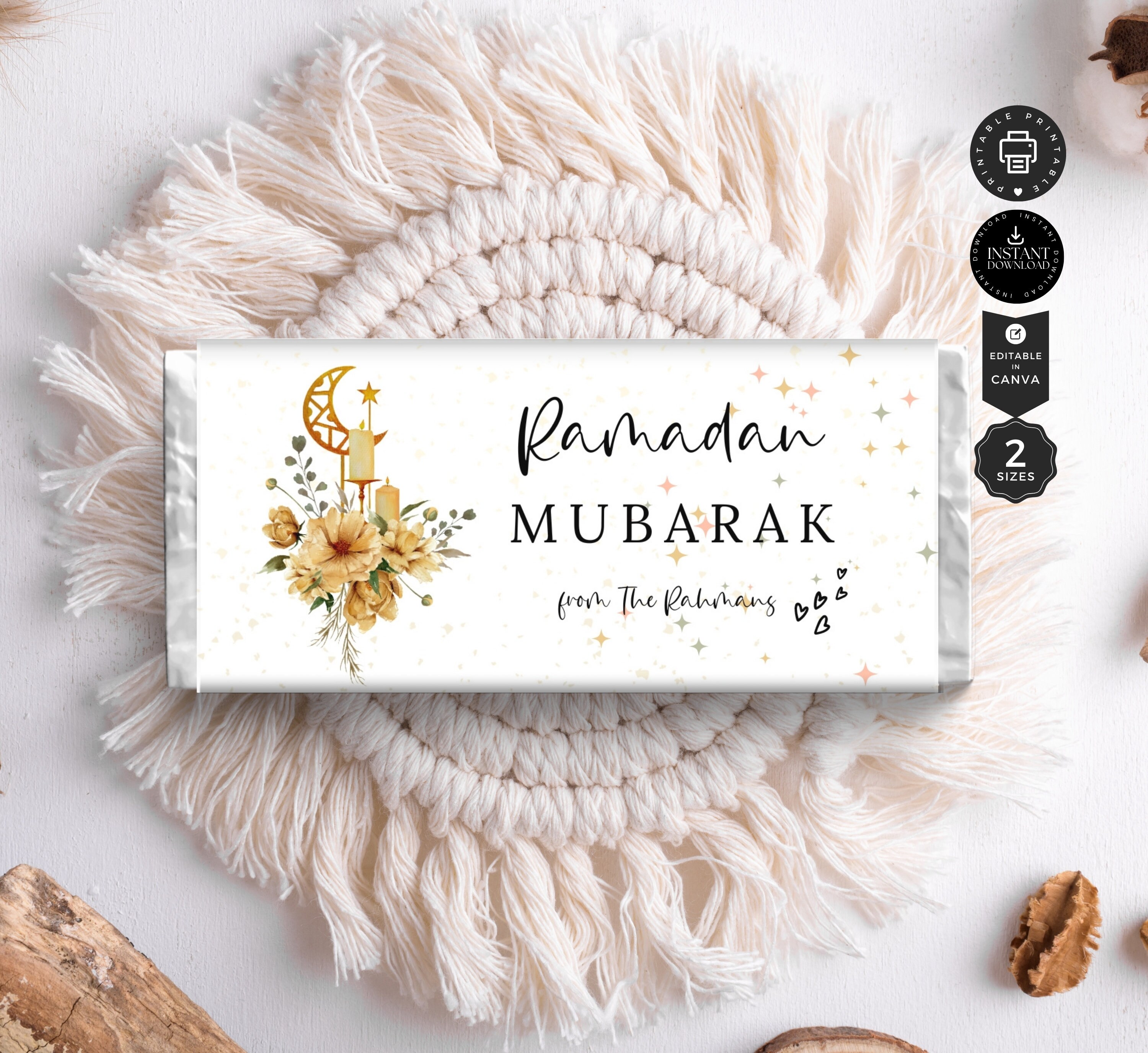 Ramadan Iftar Chocolate Candy Wrapper Template, Eid Candy Bar, Hershey ...