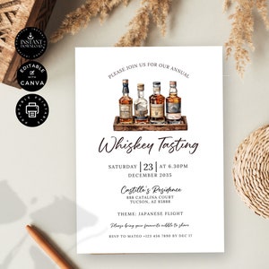 Whiskey Tasting Home Party Invitation Template, Scotch Whisky Night ...