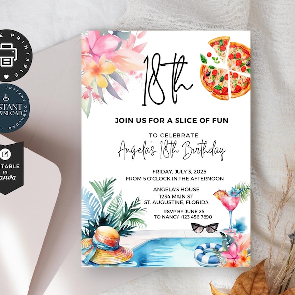 18th Birthday Pool Party Invitation - Etsy