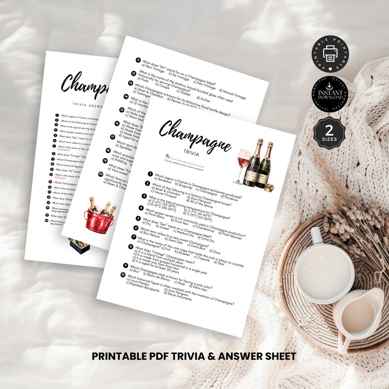 Champagne Trivia Quiz & Answer, Champagne Tasting Party Night, Get ...