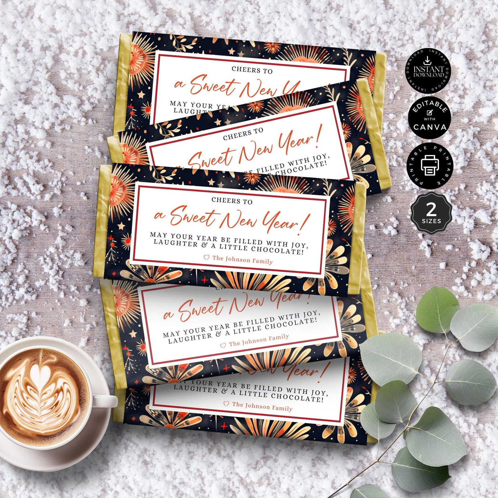 New Year's Chocolate Candy Wrapper Template, Candy Bar, Hershey & Aldi ...