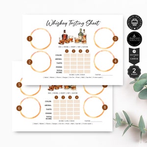 Whiskey Tasting Score Sheets Card Template, Whisky Night, Home Party ...