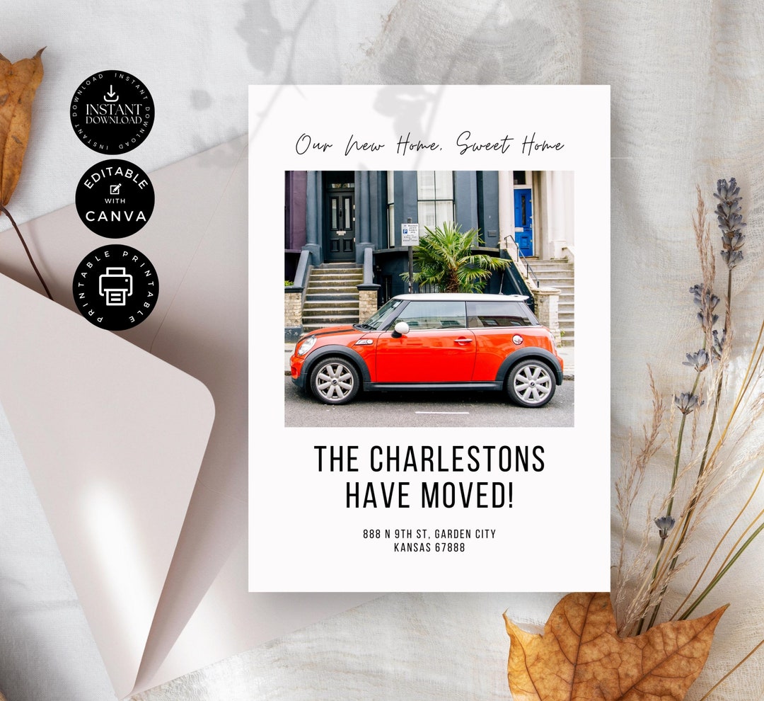 New Home Announcement Change of Address Cards, We've Moved, Print From ...